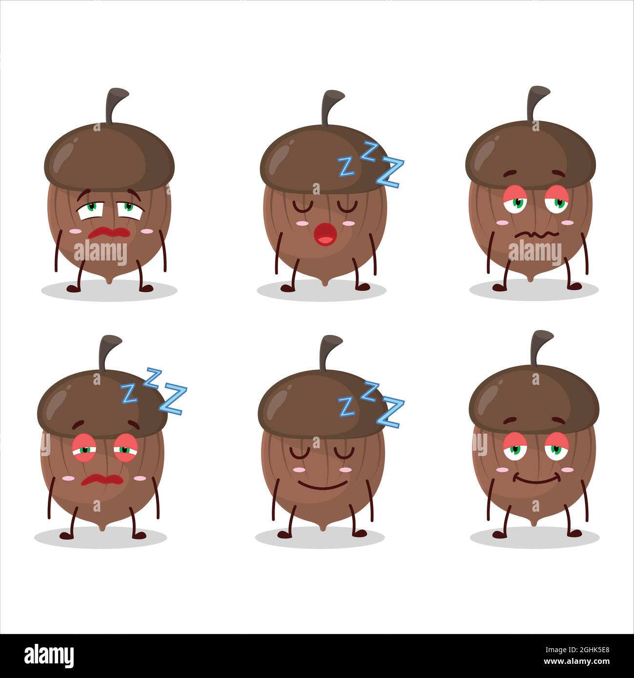 Cartoon character of acorn with sleepy expression. Vector illustration ...