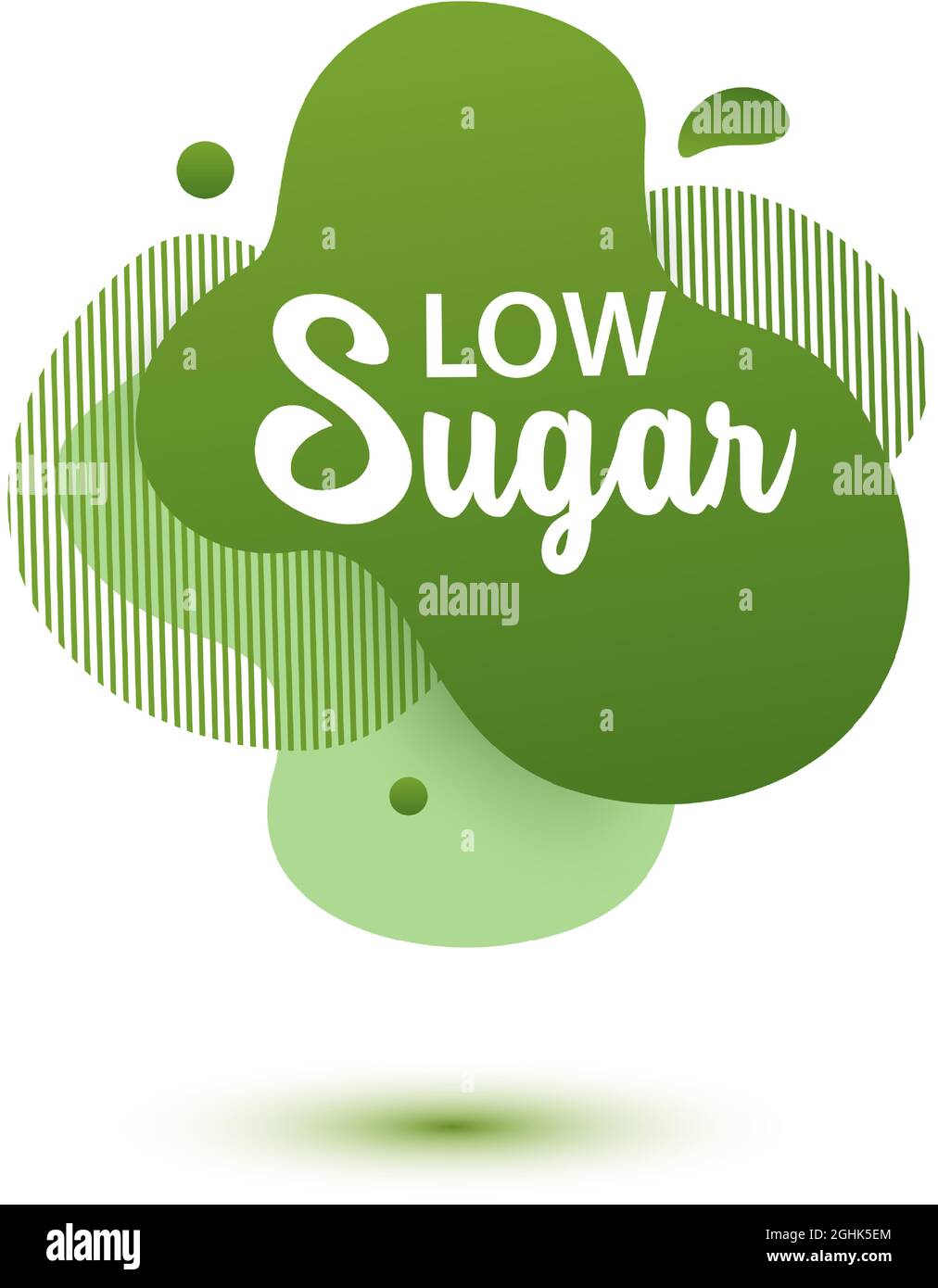 Sugar low badge. Green amoeba design of sticker for diet menu, poster ...