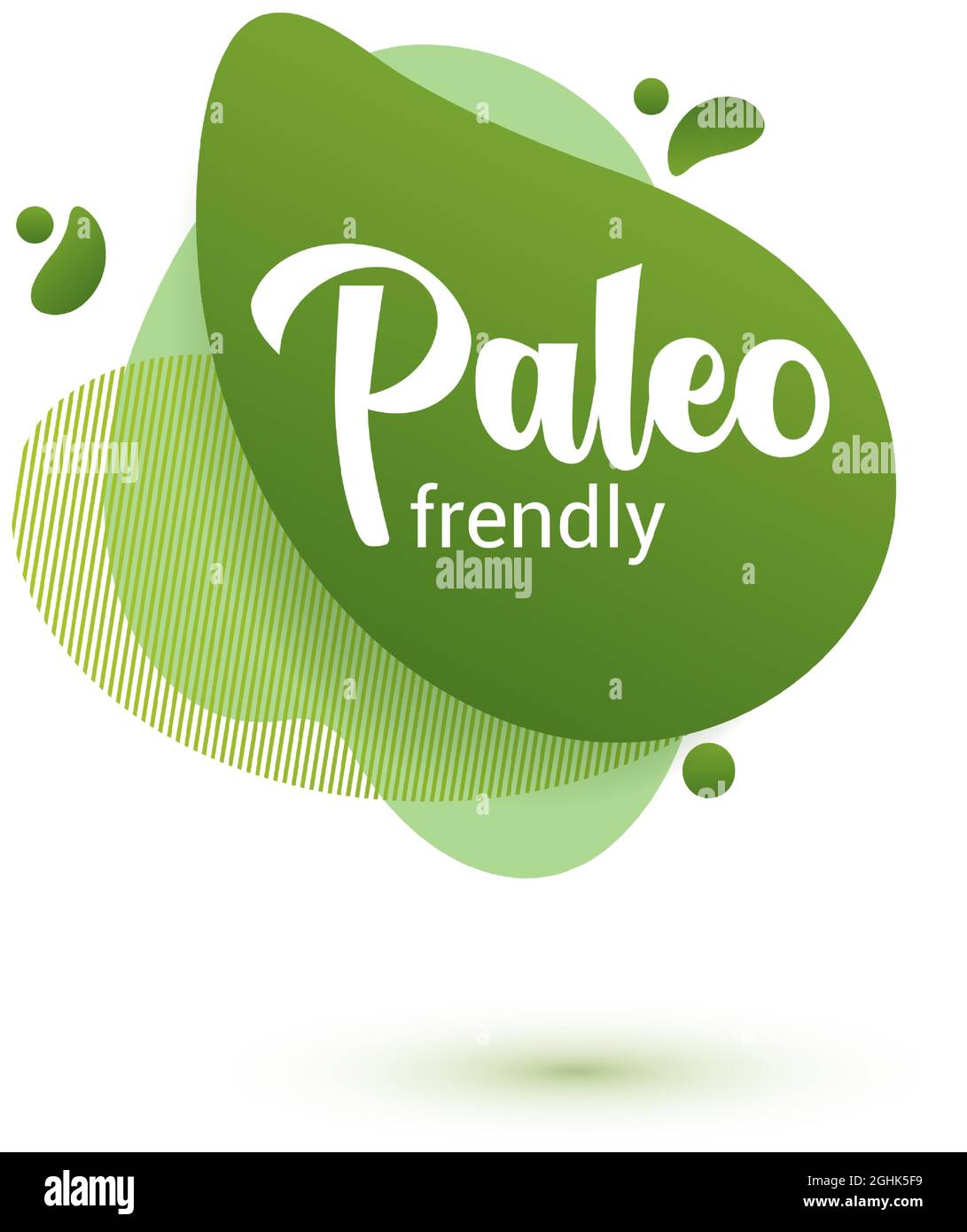 Paleo diet frendly badge. Green amoeba design of sticker for paleo diet ...