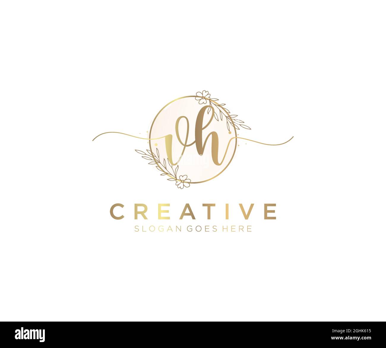 VH Feminine logo beauty monogram and elegant logo design, handwriting ...