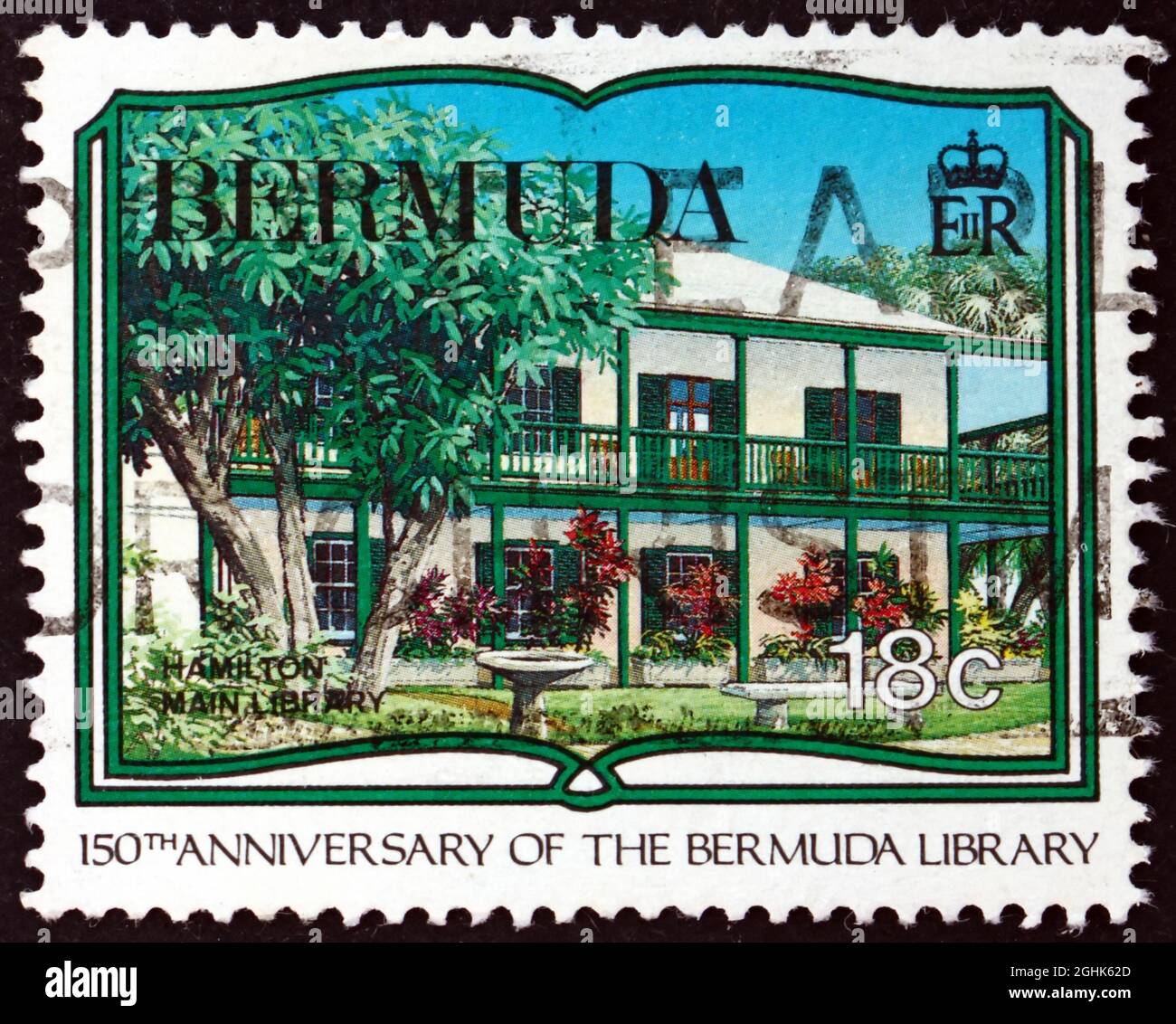 BERMUDA - CIRCA 1989: a stamp printed in Bermuda shows Hamilton main ...