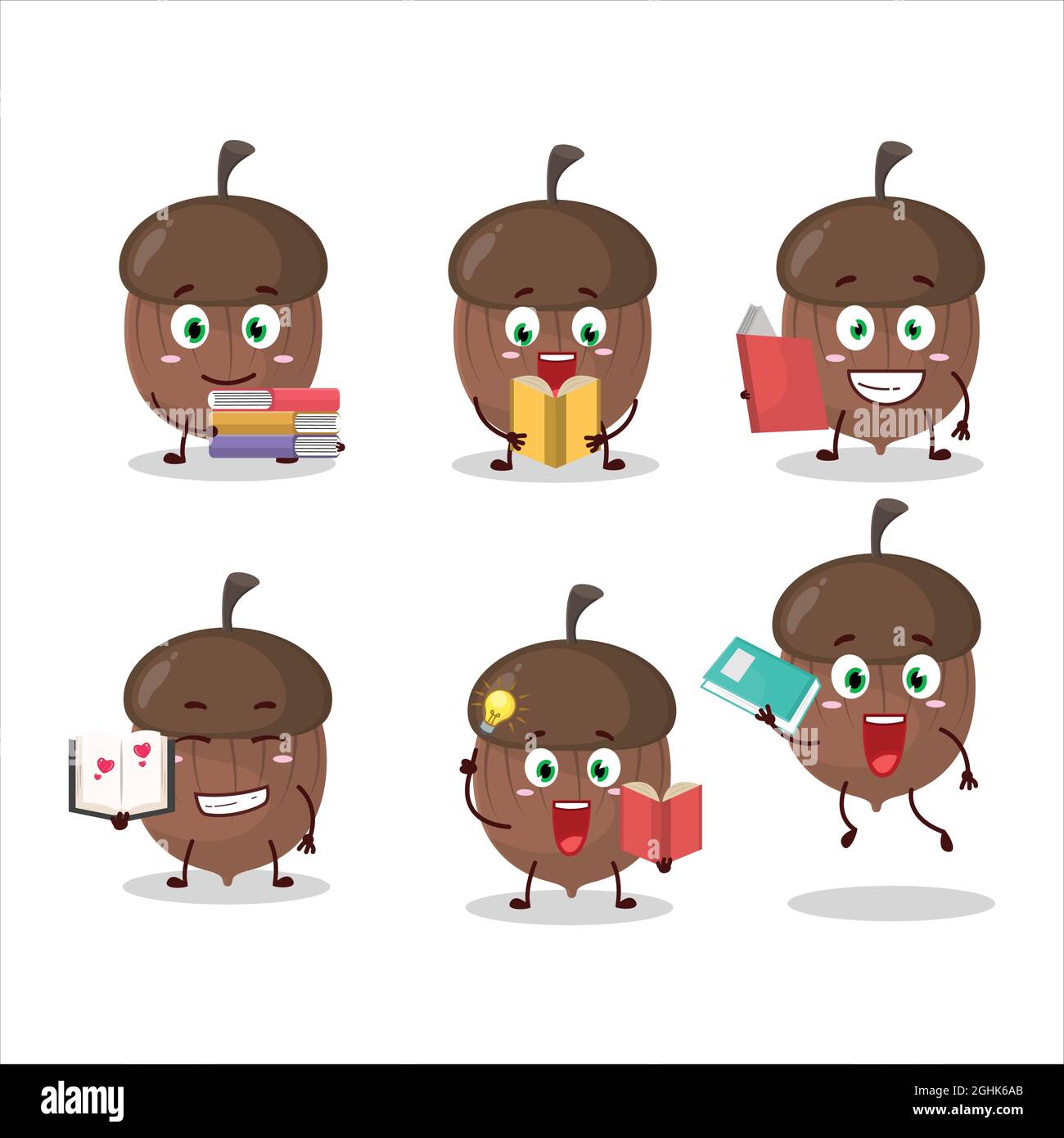A picture of acorn cartoon character concept reading an amusing book ...