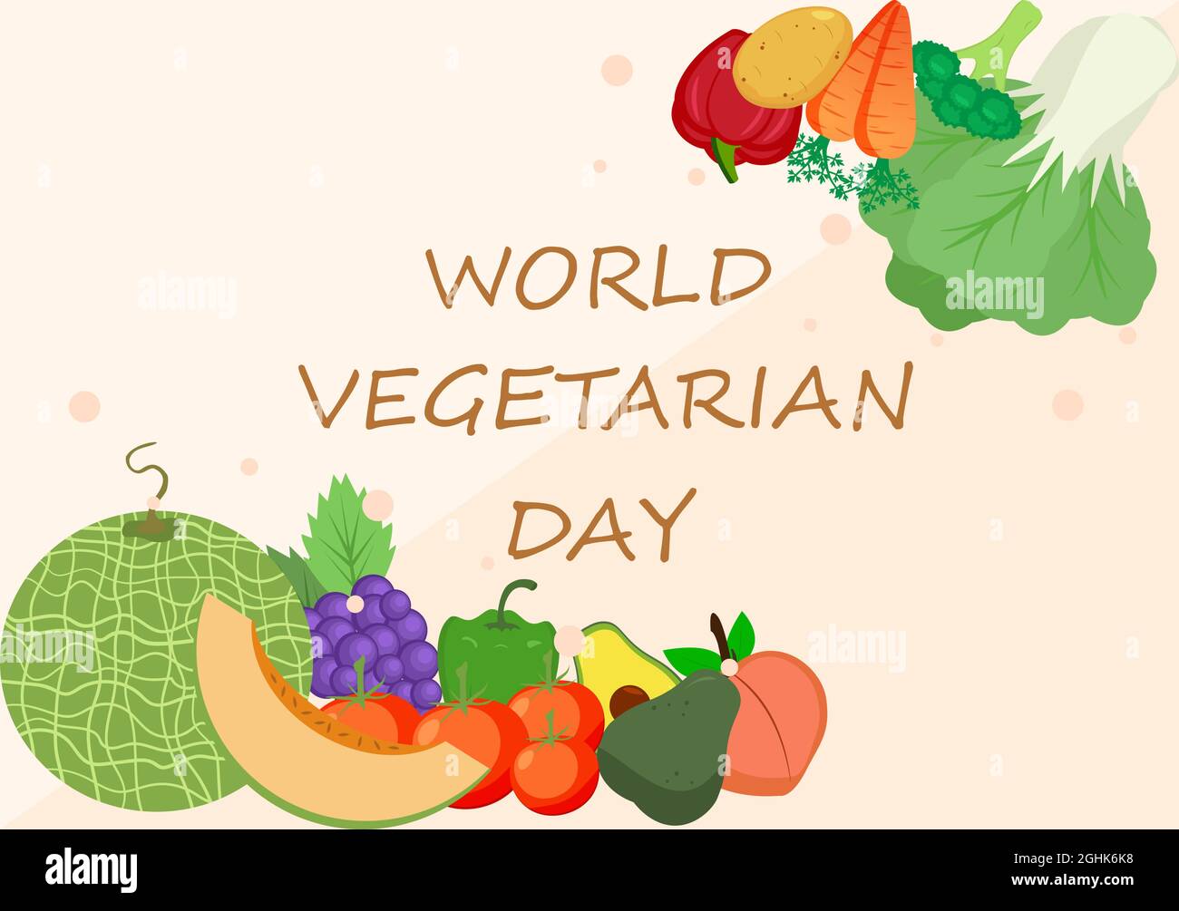 World Vegetarian Day Cute Cartoon Vector Illustration of Various Types ...