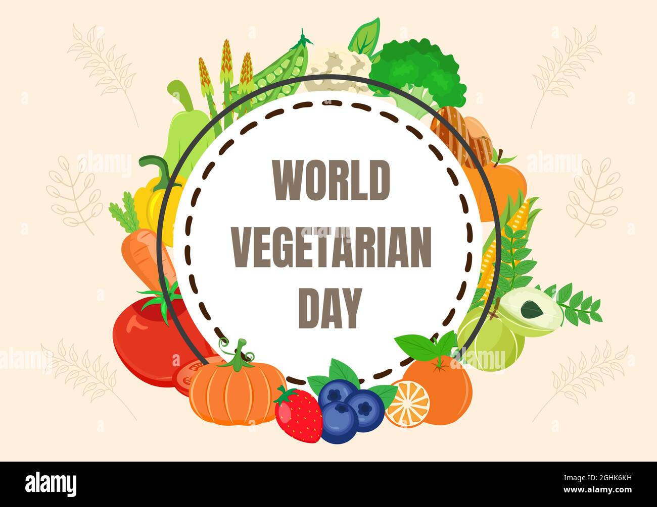 World Vegetarian Day Cute Cartoon Vector Illustration of Various Types ...
