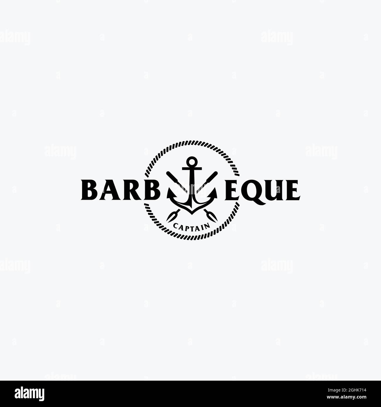 flat BARBEQUE CAPTAIN anchor fork logo design Stock Vector Image & Art ...