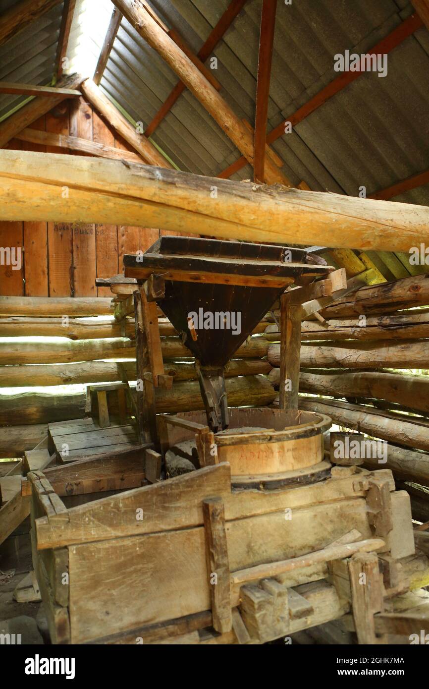Old water mill inside Stock Photo - Alamy