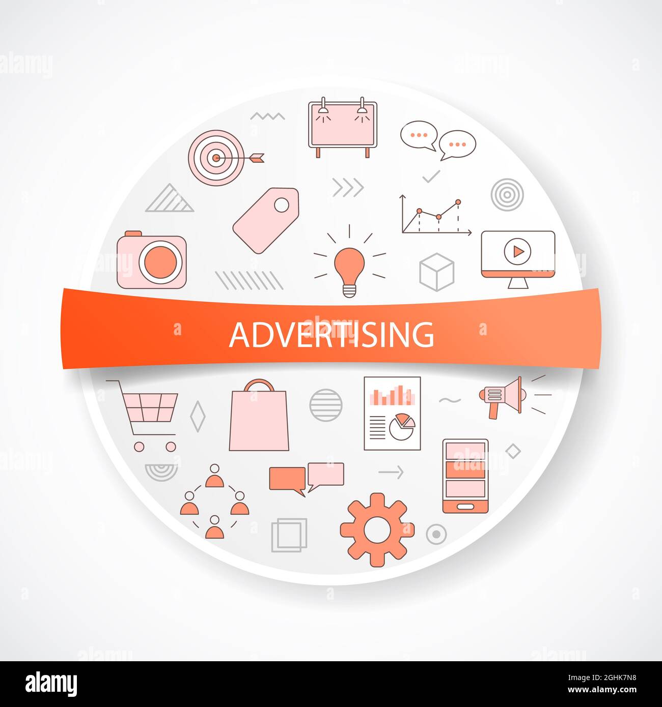 business advertising concept with icon concept with round or circle ...