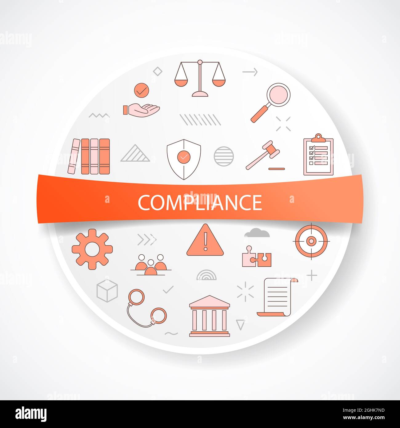compliance concept with icon concept with round or circle shape vector ...