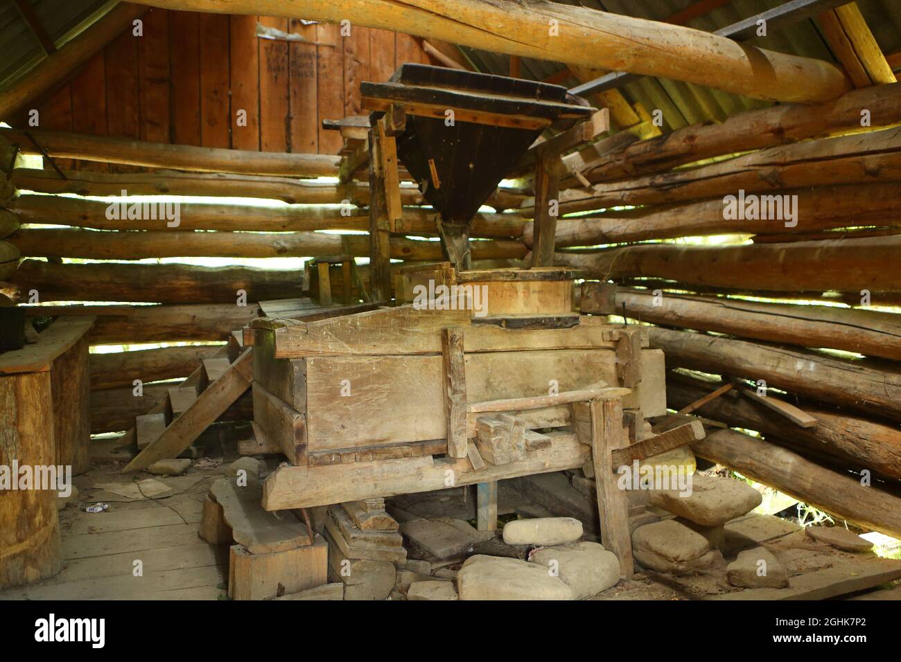 Old water mill inside Stock Photo - Alamy
