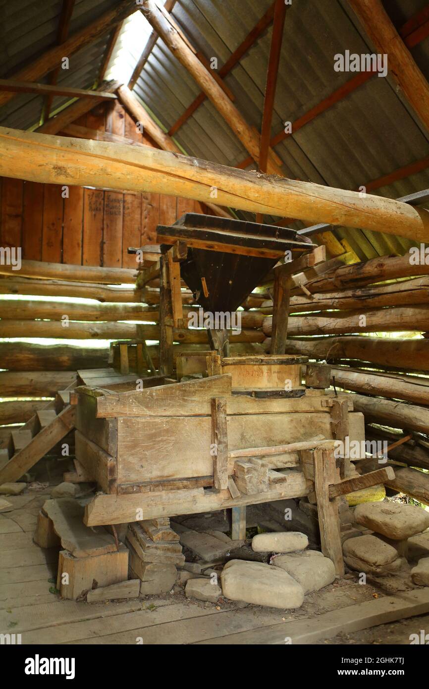 Old water mill inside Stock Photo - Alamy