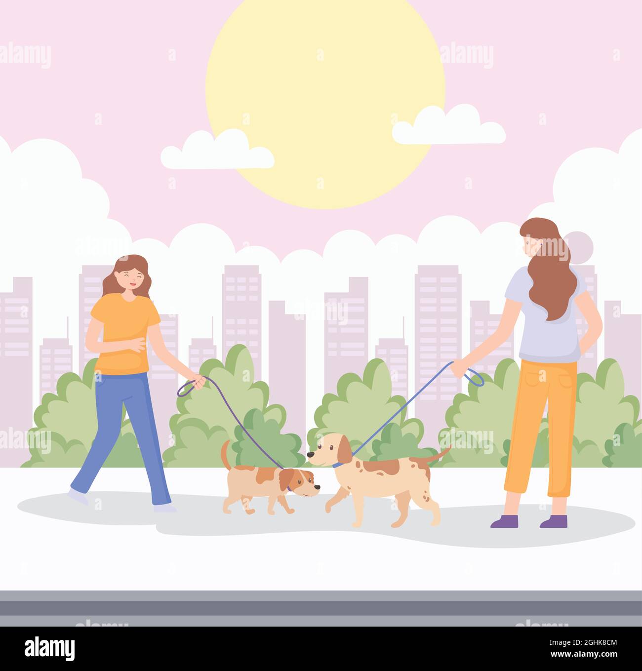 women with pets in street Stock Vector Image & Art - Alamy