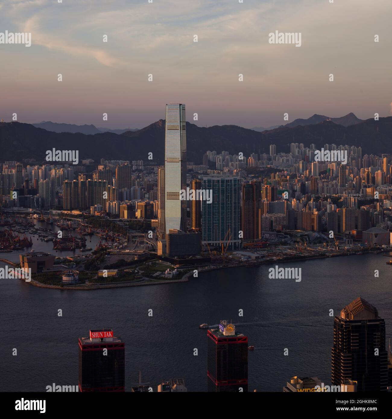 The International Commerce Centre is a 108-story, 484m skyscraper ...