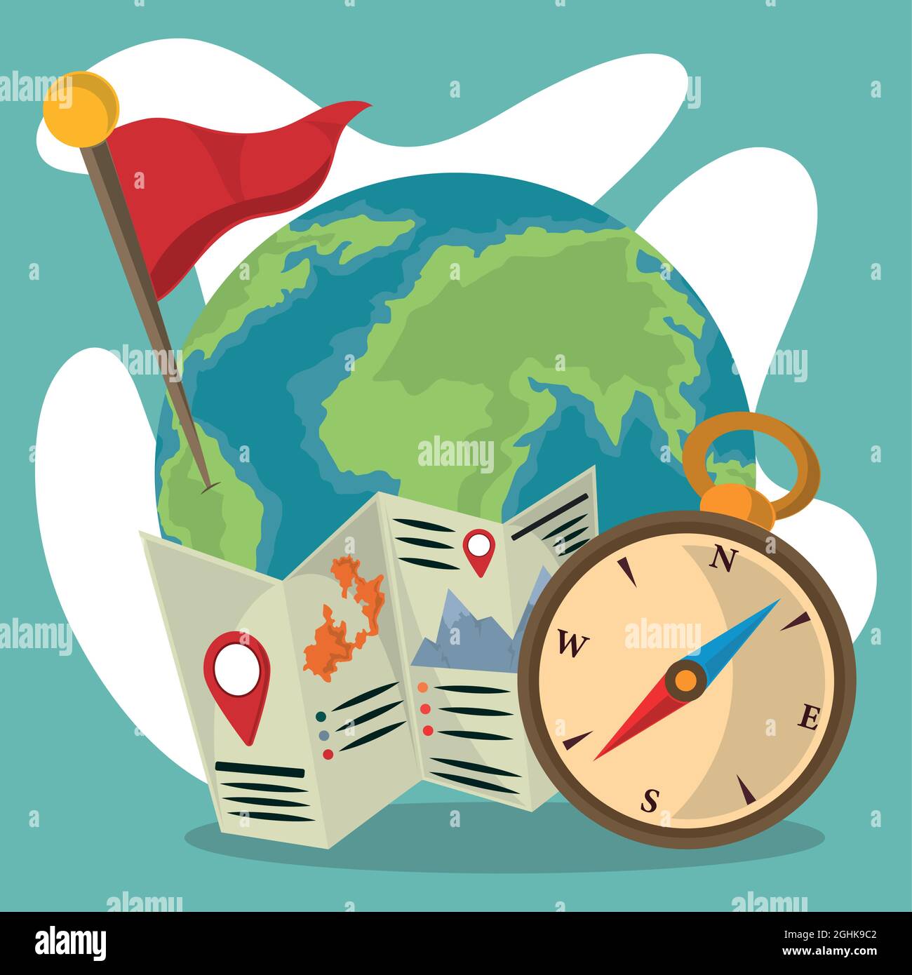 Geography Globe Compass And Map Stock Vector Image And Art Alamy
