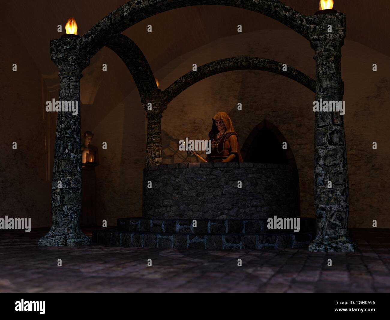 Vampire in a crypt under the ground - 3d rendering Stock Photo - Alamy