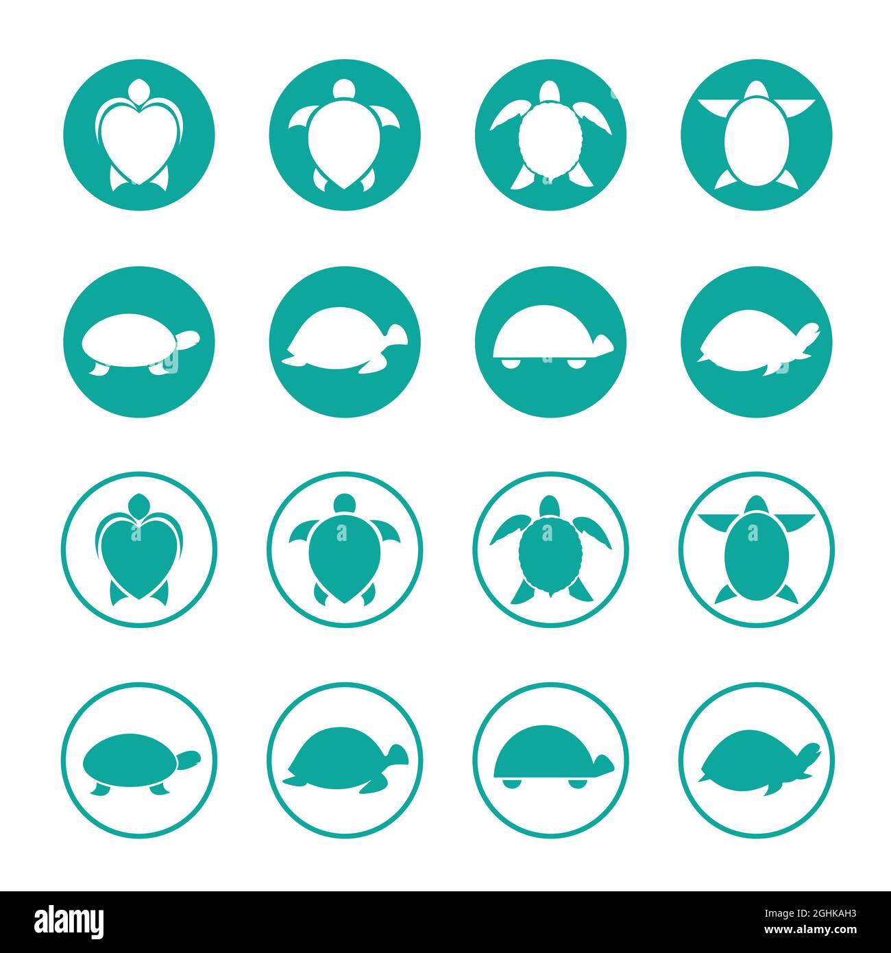 Vector group of turtle in the circle on white background. Easy editable ...