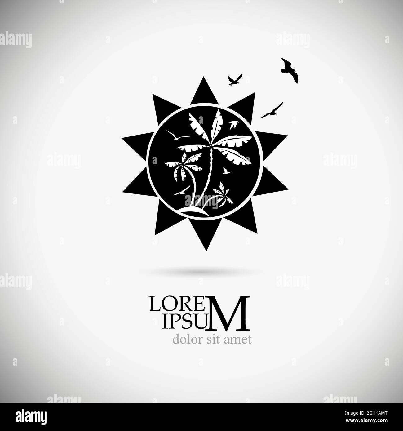 Logo sea, palm trees and seagulls. Vector illustration Stock Vector ...