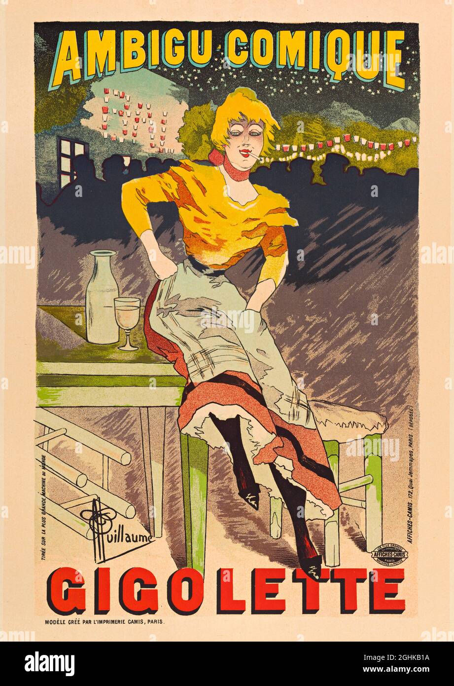 Poster for the theater l'Ambigu-Comique. ca 1880s Gigolette stands for ...
