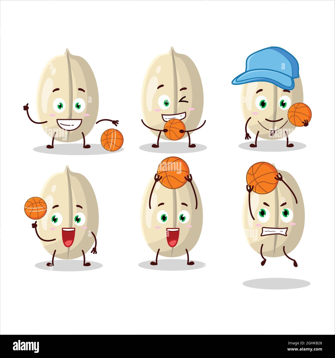 Talented peanut Seed cartoon character as a basketball athlete. Vector ...