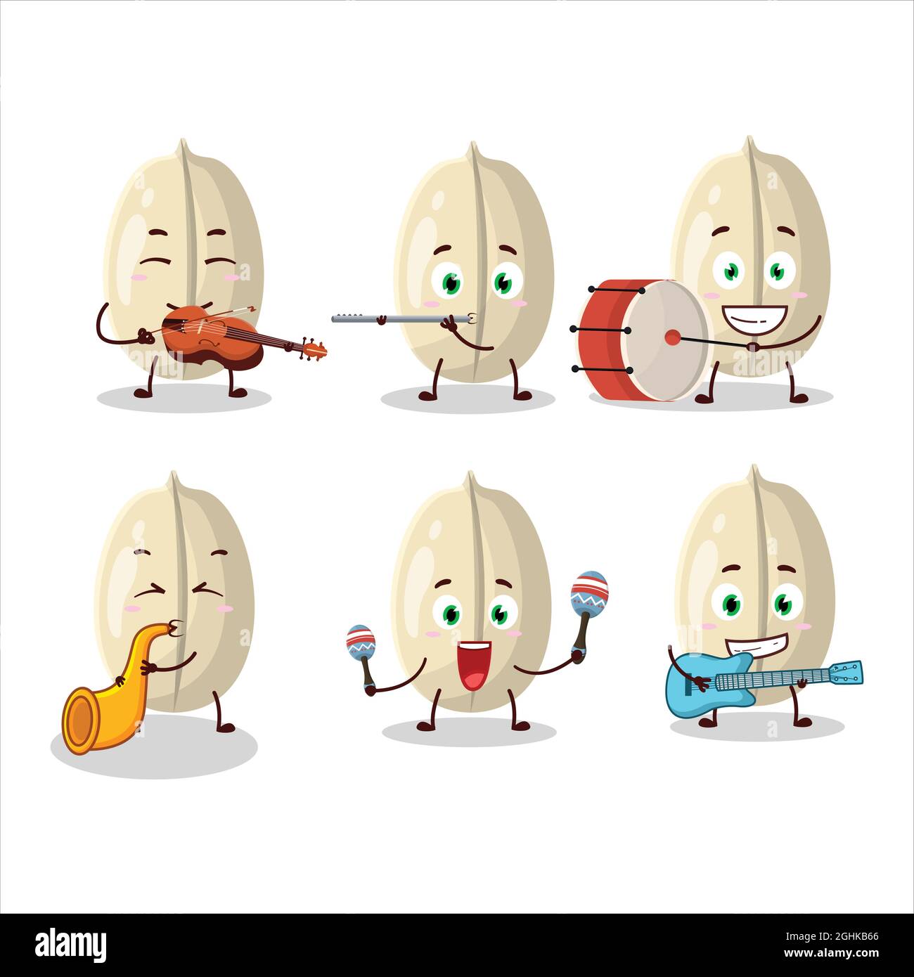 Cartoon character of peanut Seed playing some musical instruments ...