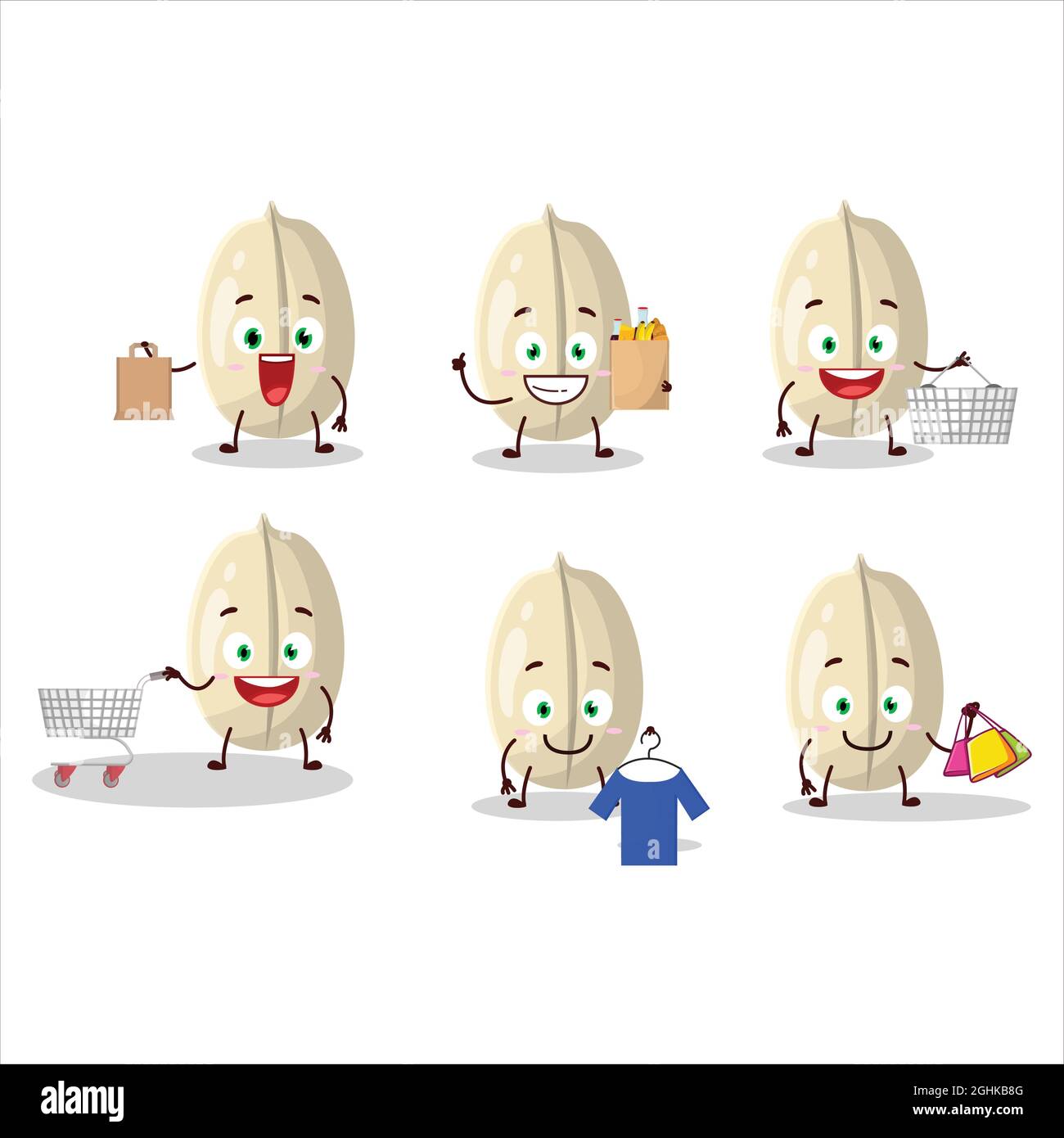 A Rich peanut seed mascot design style going shopping. Vector ...