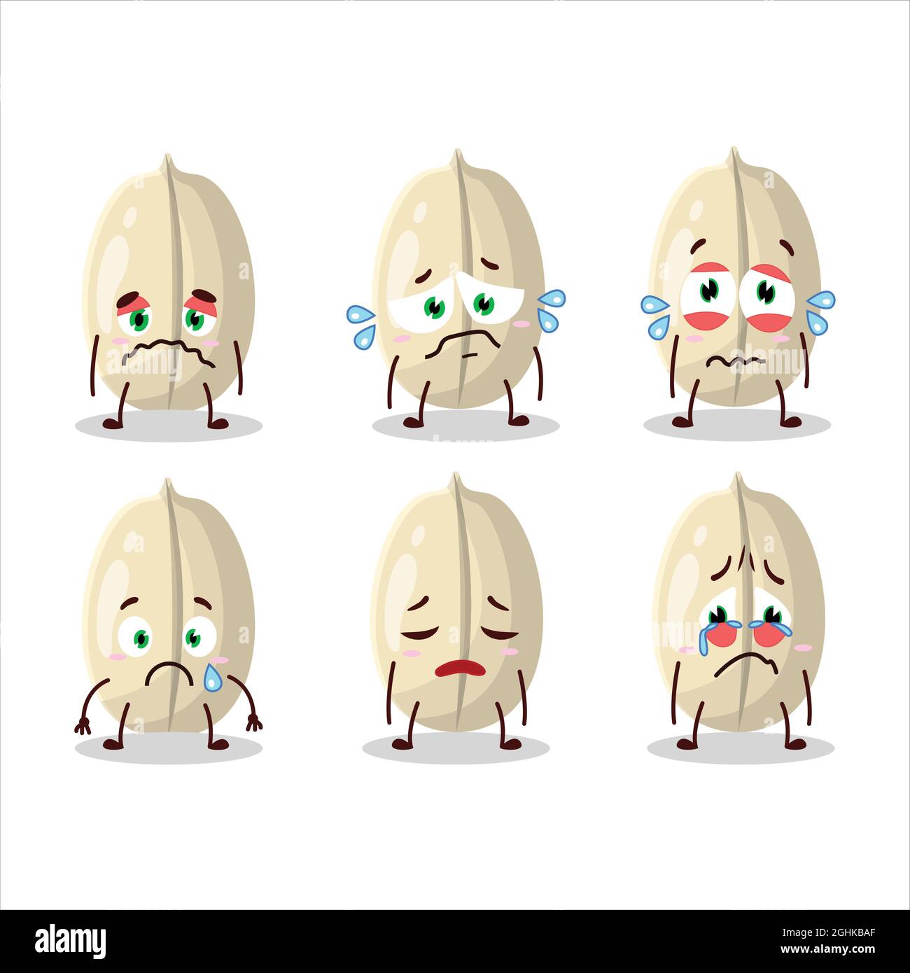 Peanut Seed cartoon character with sad expression. Vector illustration ...