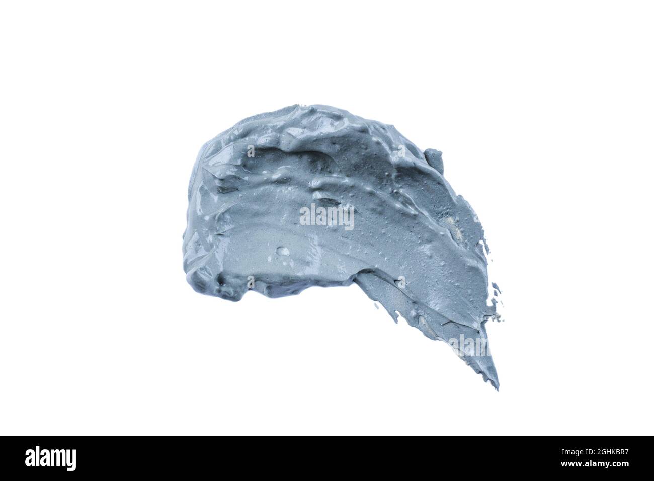 Wet blue cosmetic clay smear isolated on white background. Abstract ...