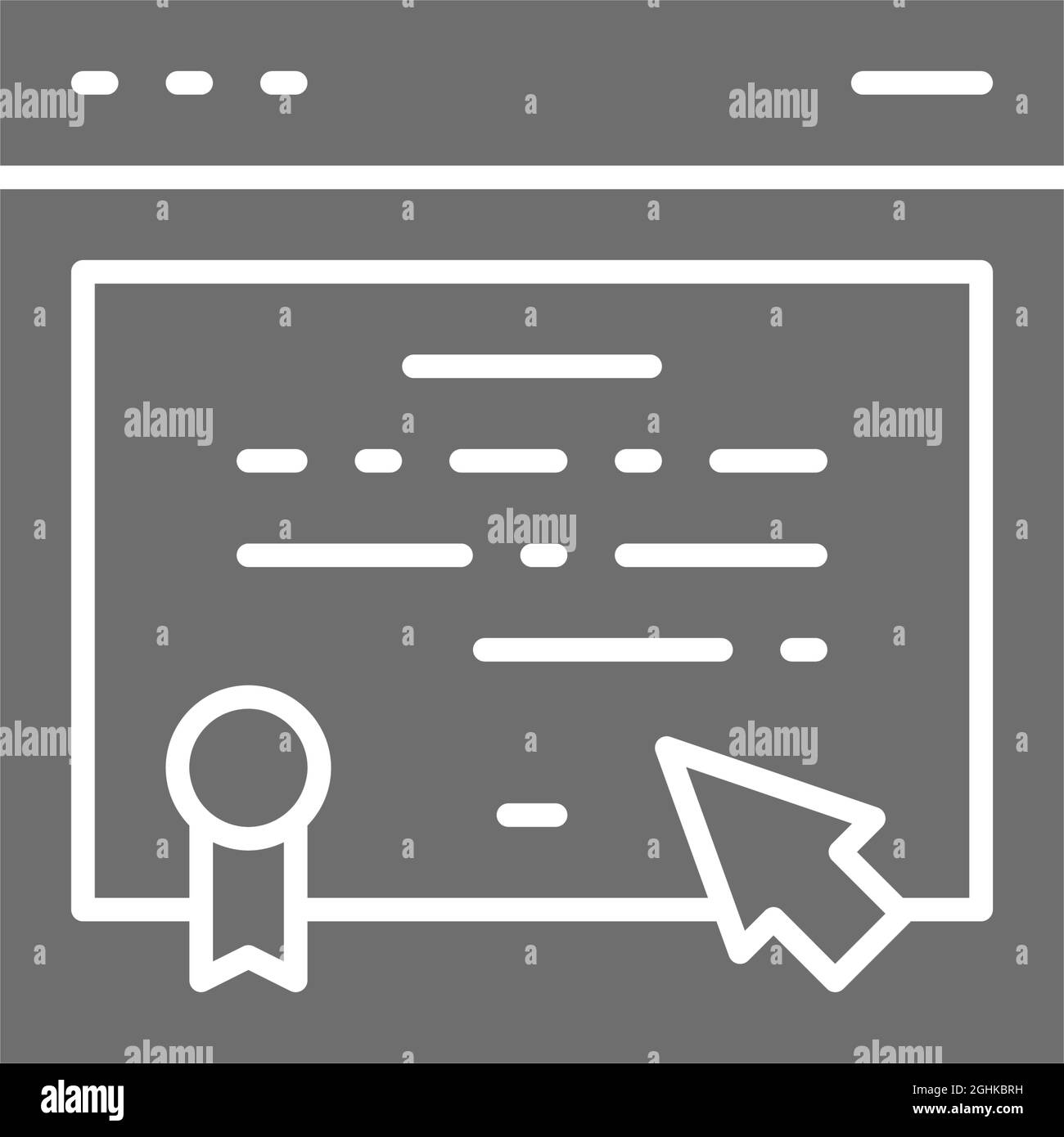Vector online certificate, web diploma, e-learning grey icon. Symbol ...
