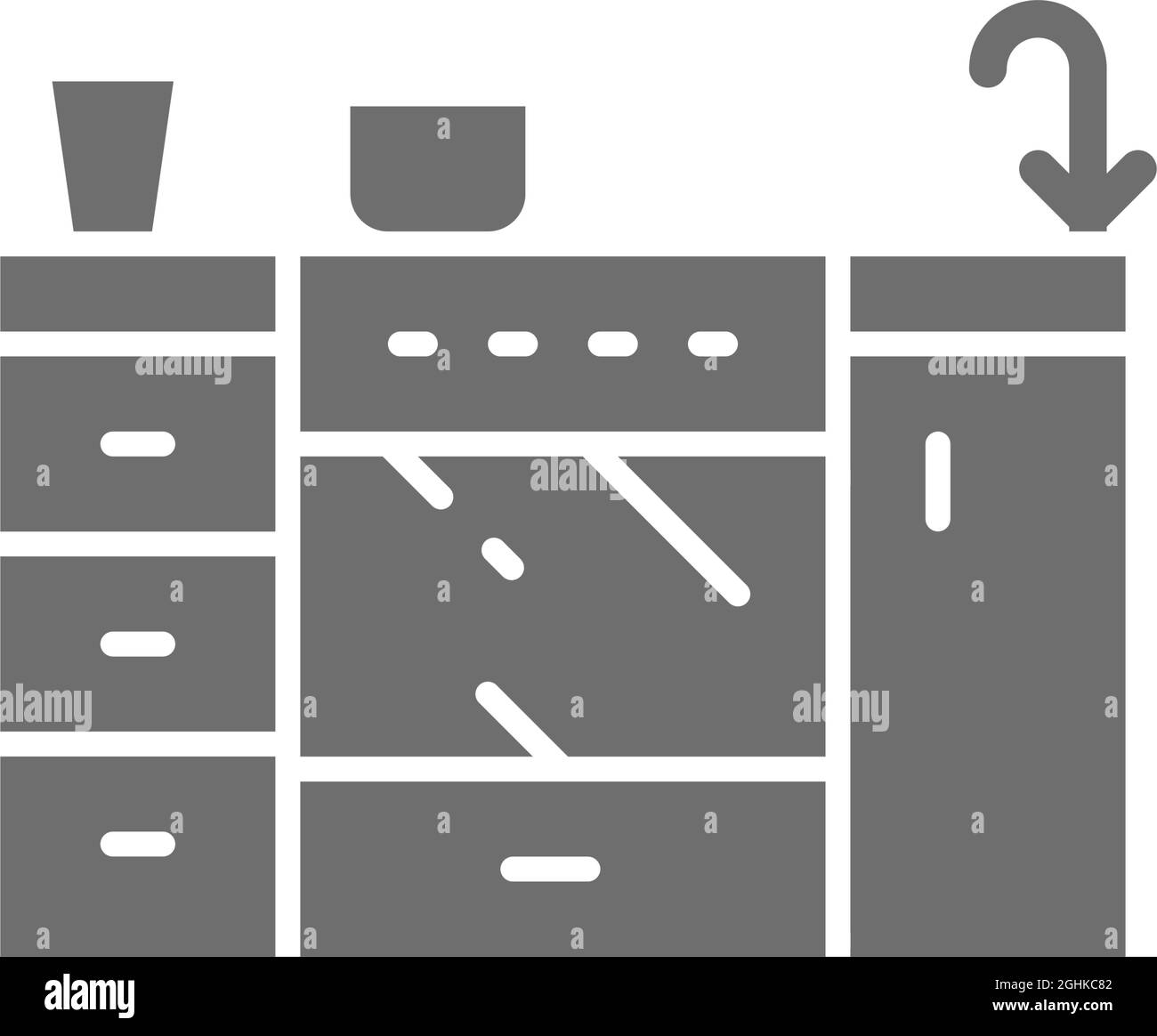Vector cooker, furniture for kitchen grey icon Stock Vector Image & Art ...