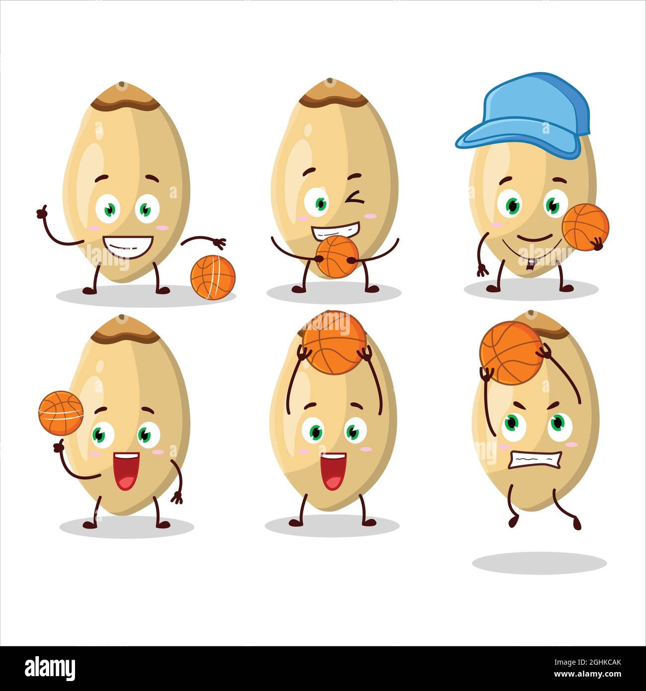 Talented pine nuts cartoon character as a basketball athlete. Vector ...