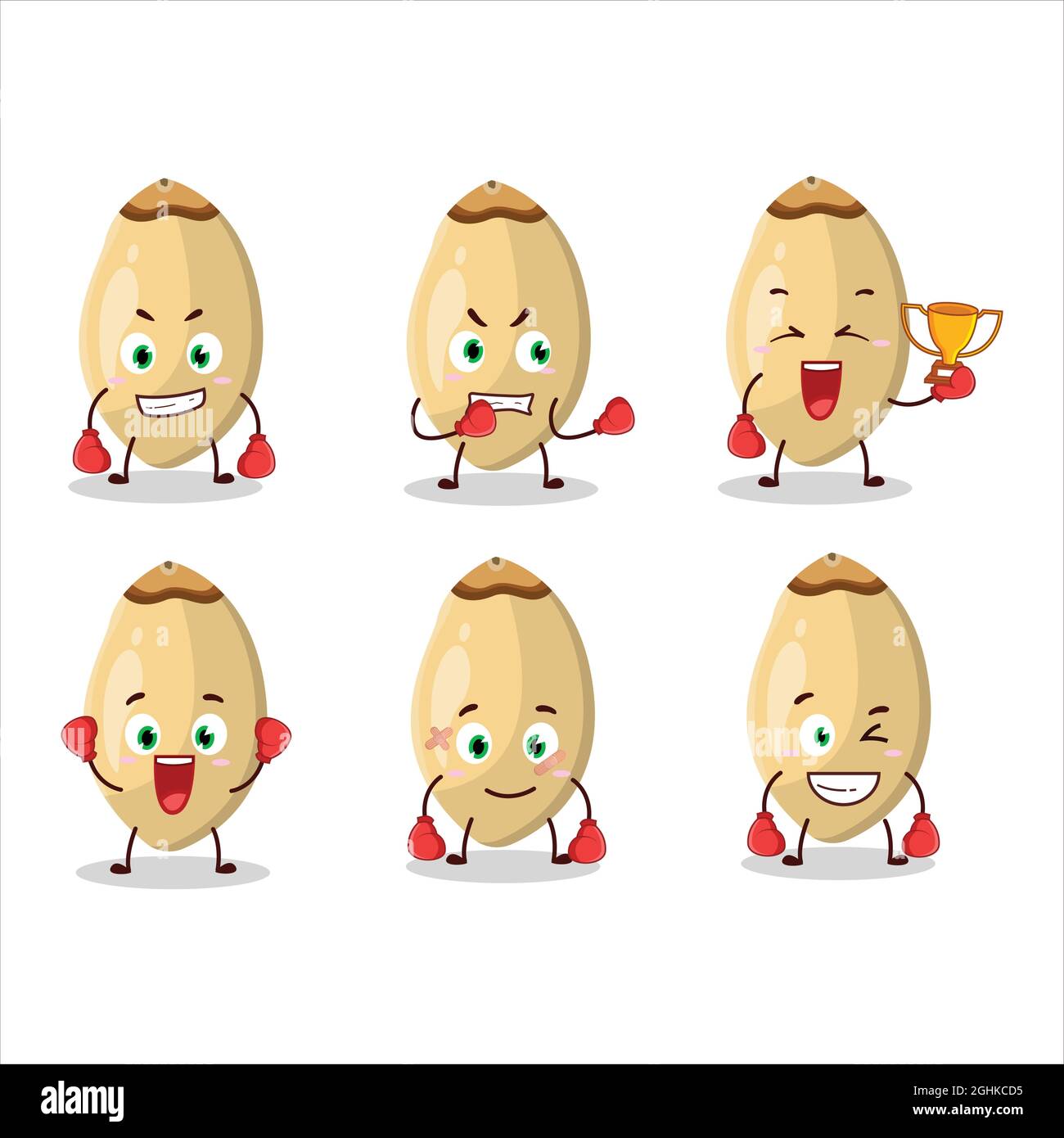 A sporty pine nuts boxing athlete cartoon mascot design. Vector ...