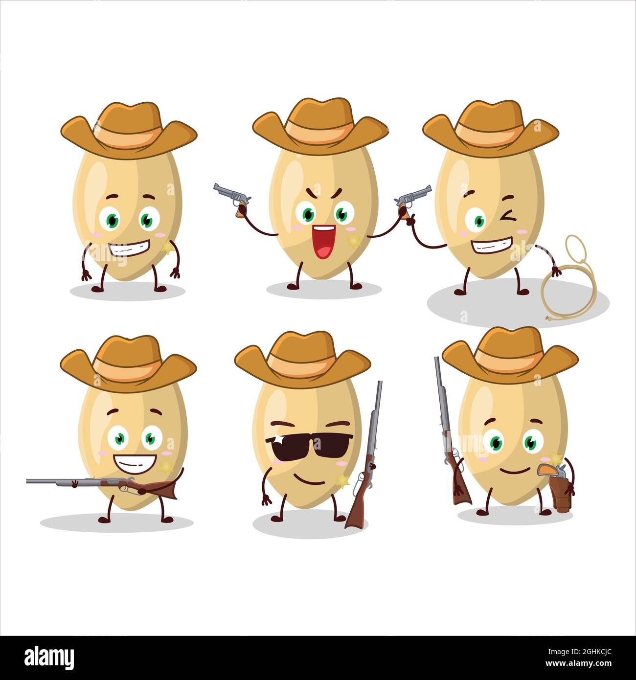 Cool cowboy pine nuts cartoon character with a cute hat. Vector ...