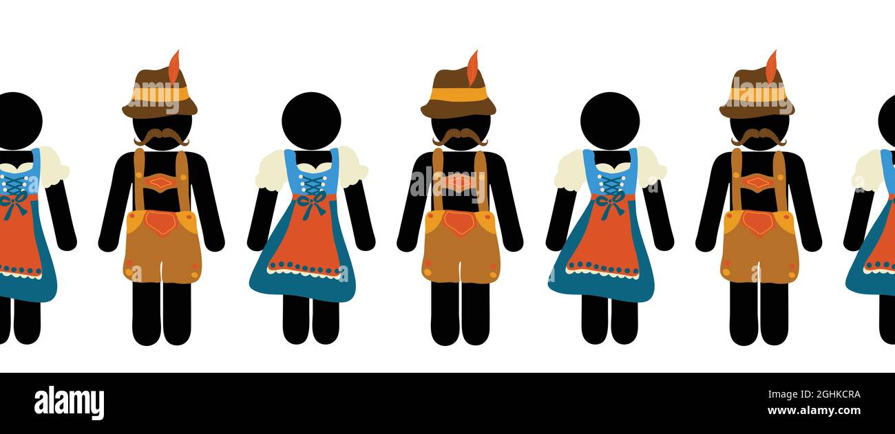 Woman Wearing German Lederhosen Cartoon