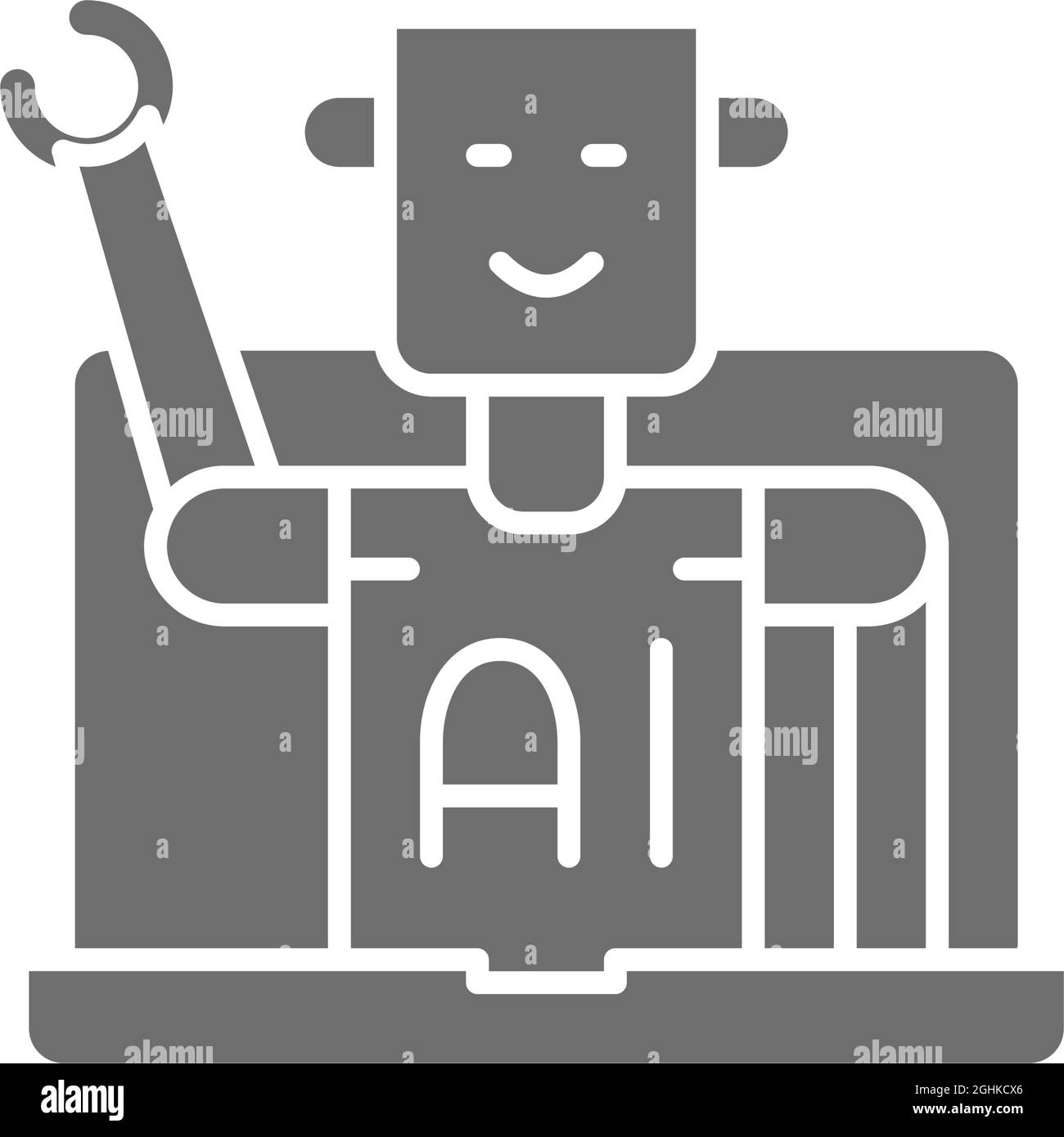 Chatbot, customer service robot, artificial intelligence grey icon Stock Vector Image & Art - Alamy