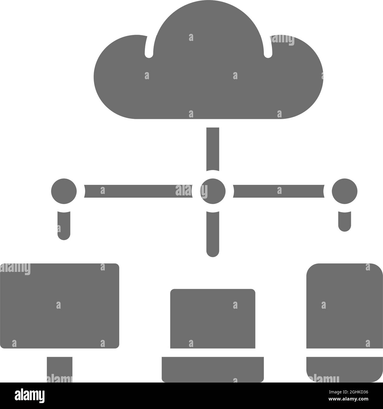 Cloud computing, data storage network technology grey icon Stock Vector ...