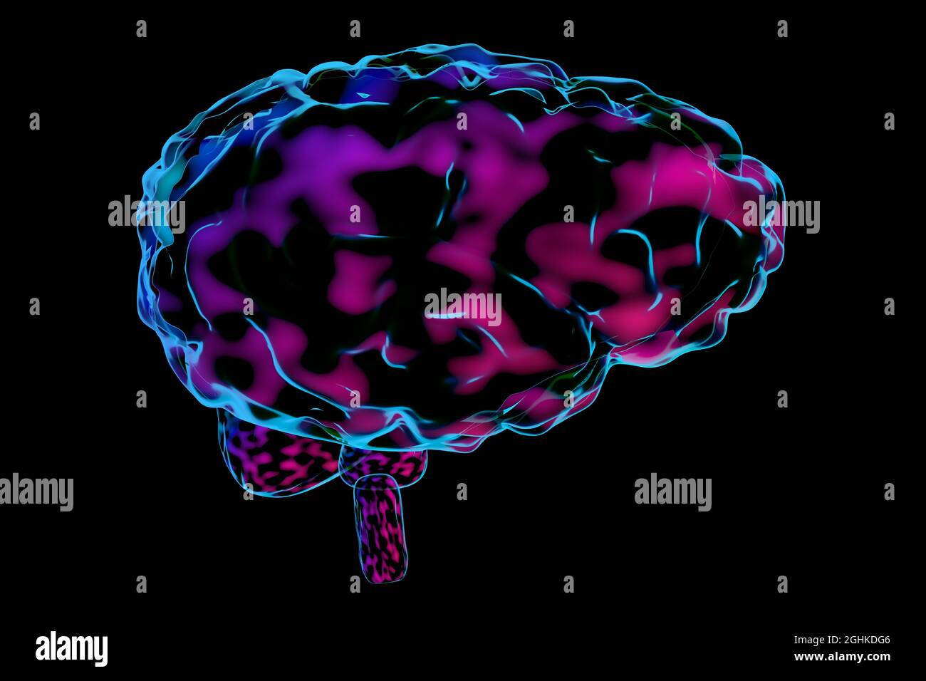 Human brain isolated on black background - 3D illustration Stock Photo ...