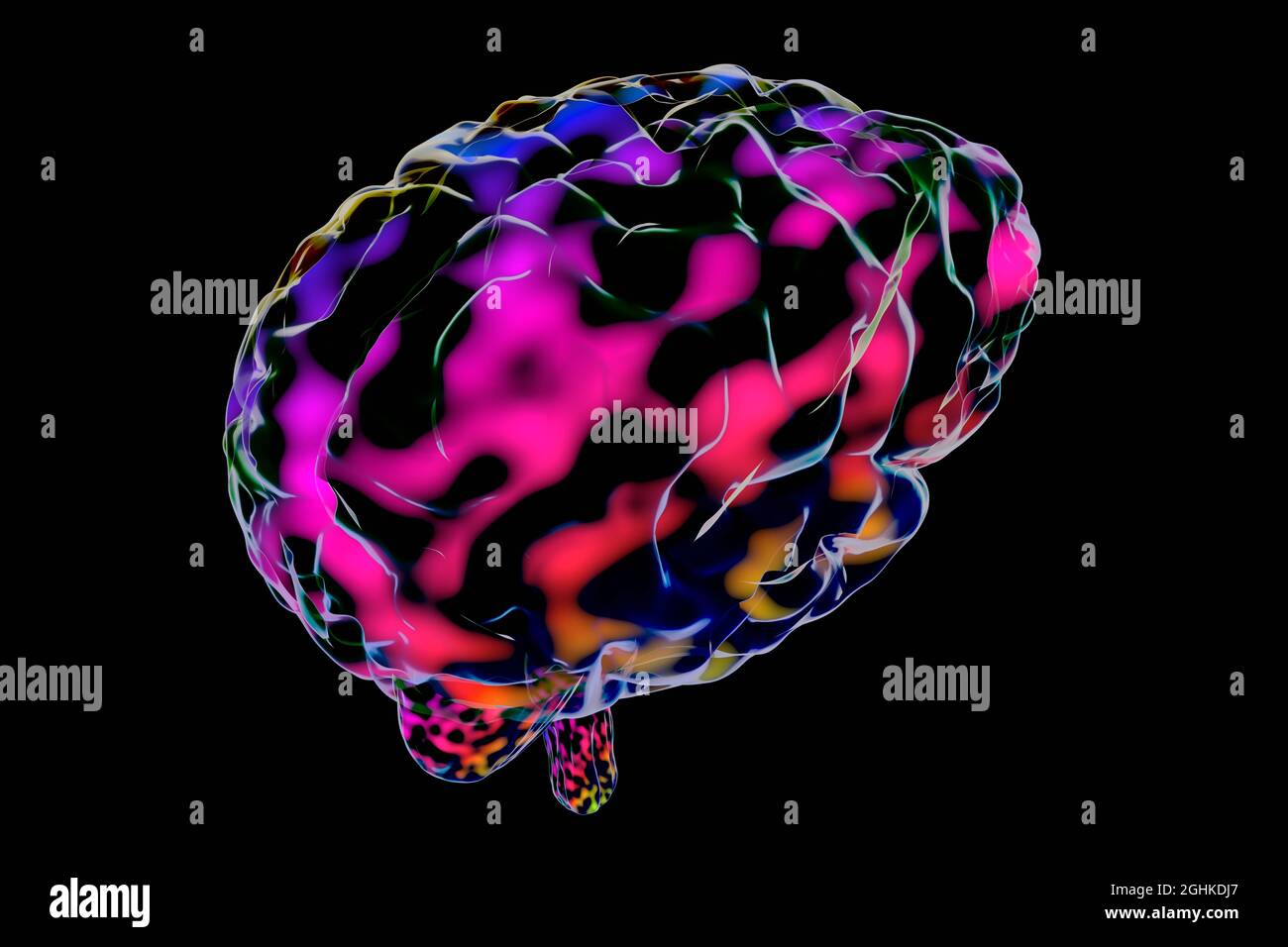 Human brain isolated on black background - 3D illustration Stock Photo ...