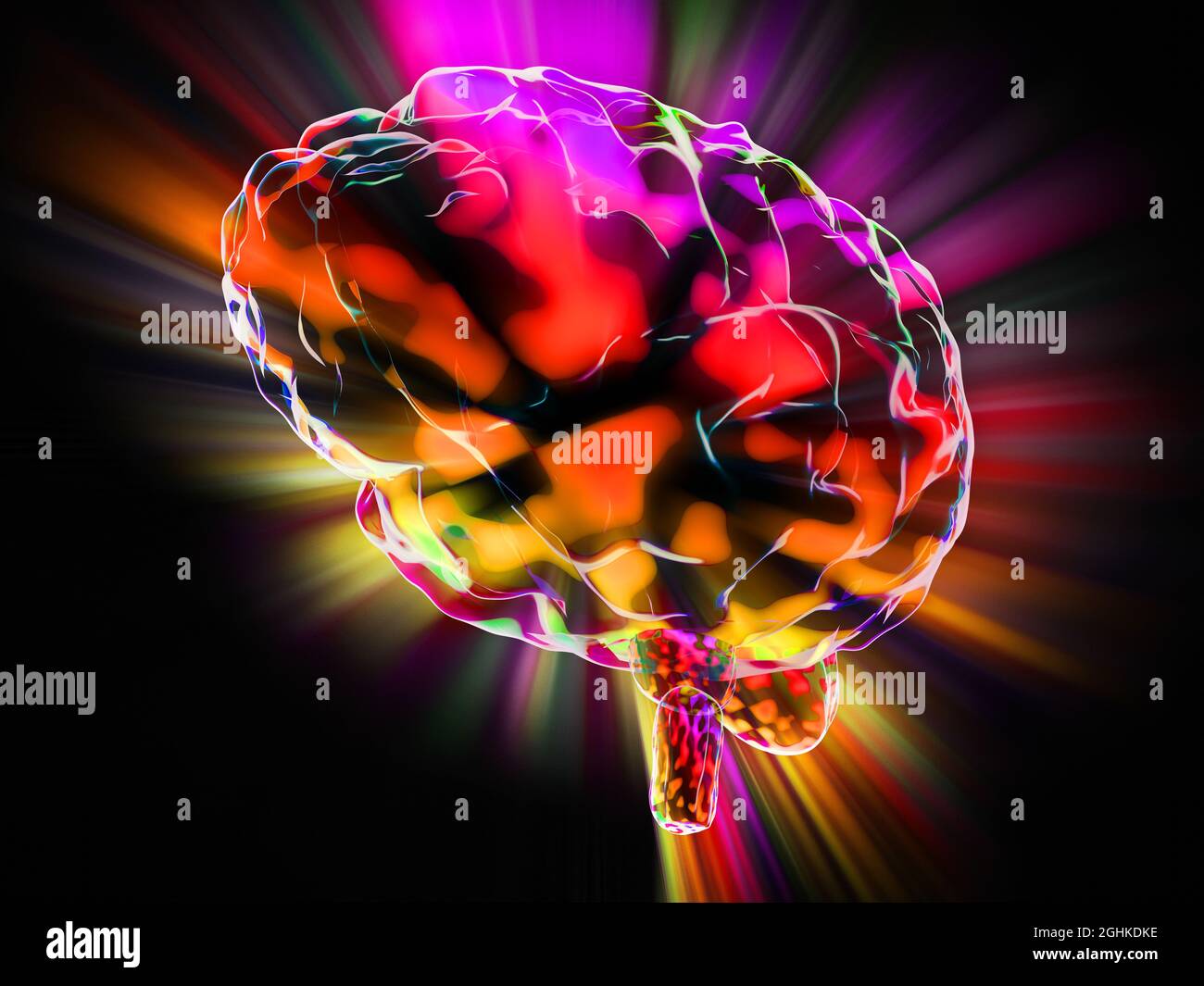 Human brain and light rays - 3D illustration Stock Photo - Alamy