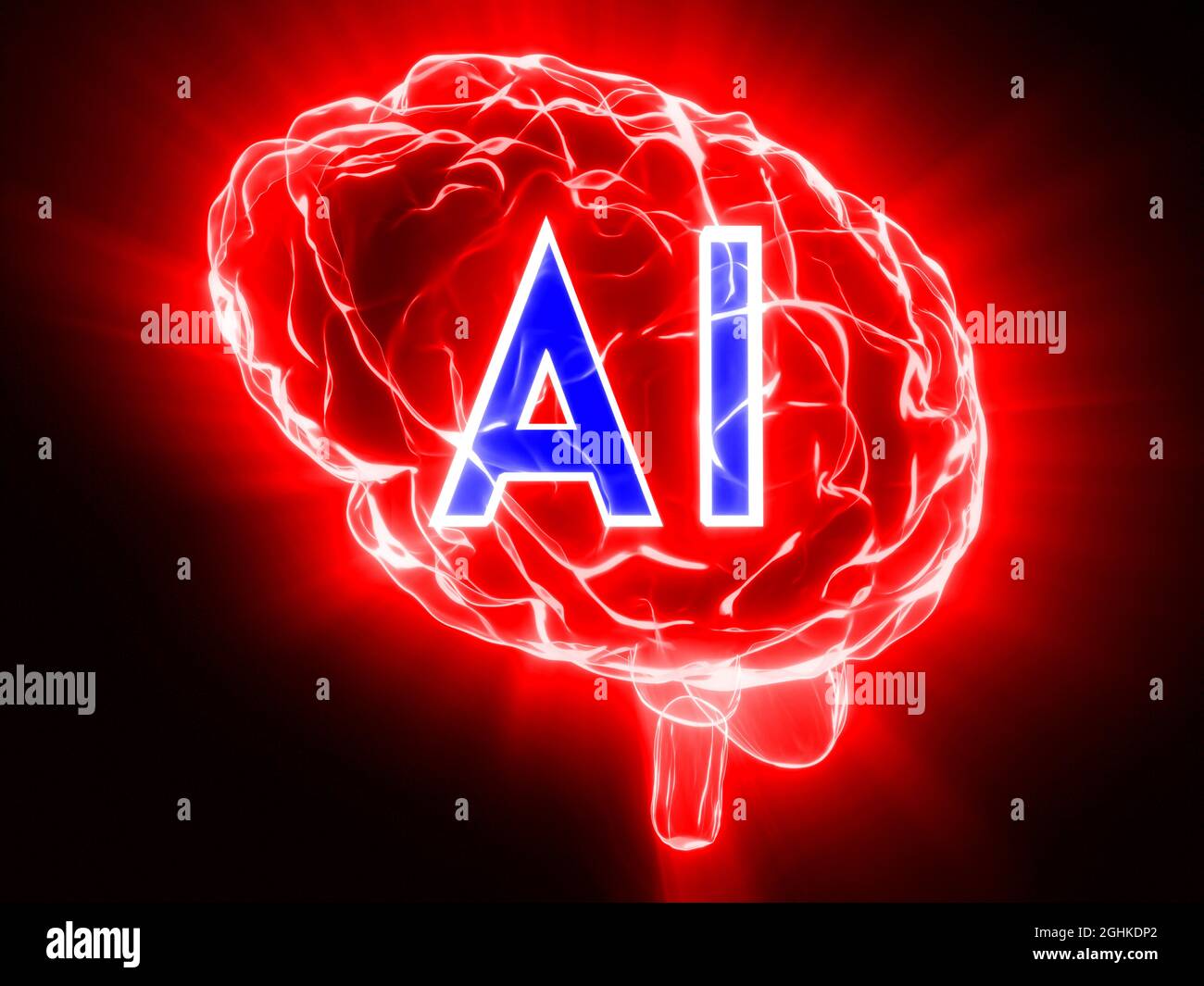 Artificial intelligence, human brain - 3D illustration Stock Photo - Alamy