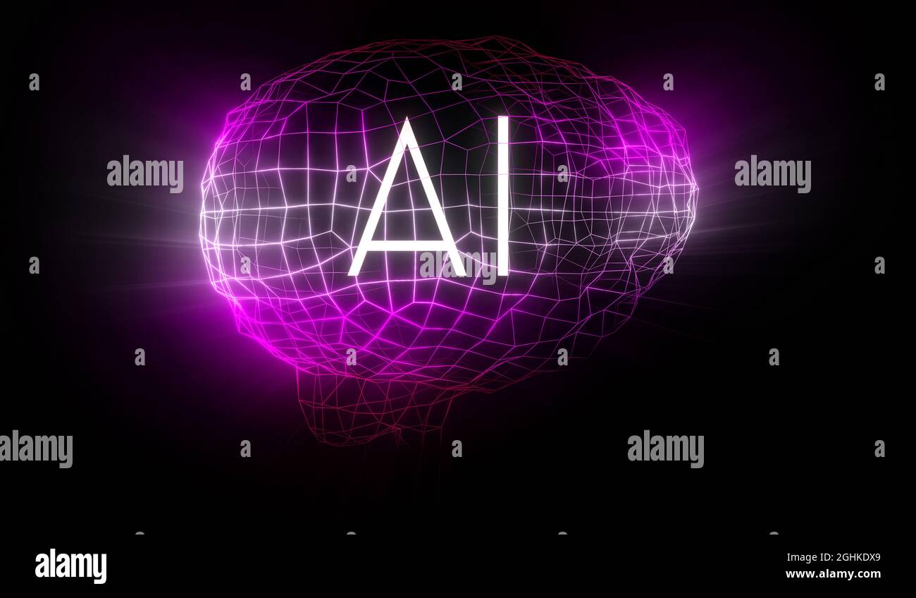 Artificial intelligence concept - geometrical human brain - 3D ...
