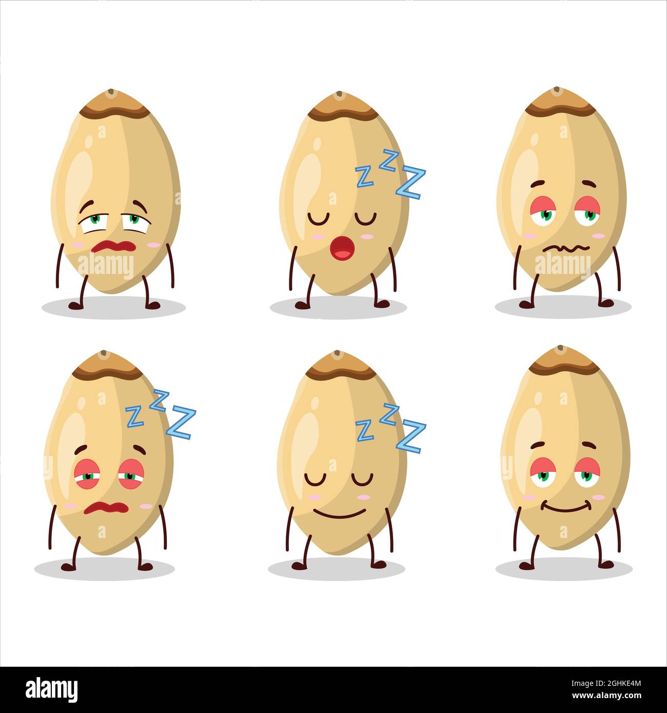Cartoon character of pine nuts with sleepy expression. Vector ...