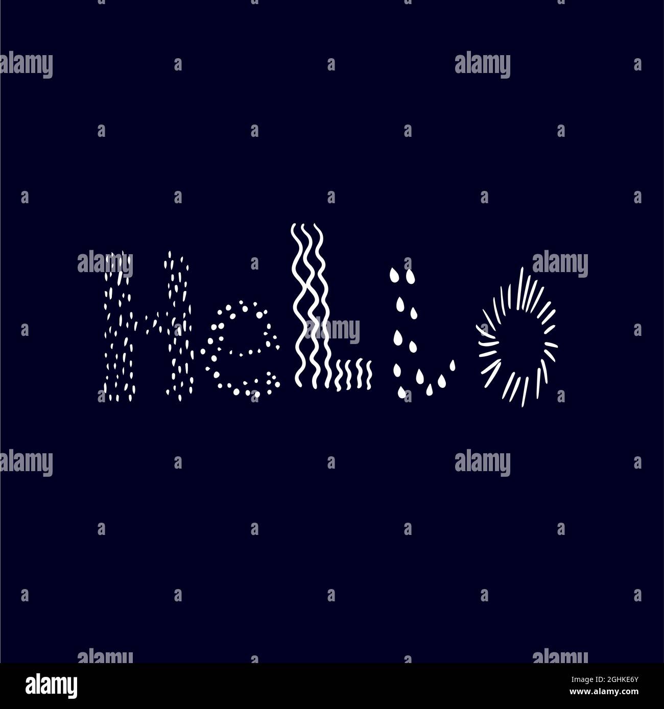 Text Hello is made white texture on black background Stock Vector Image ...