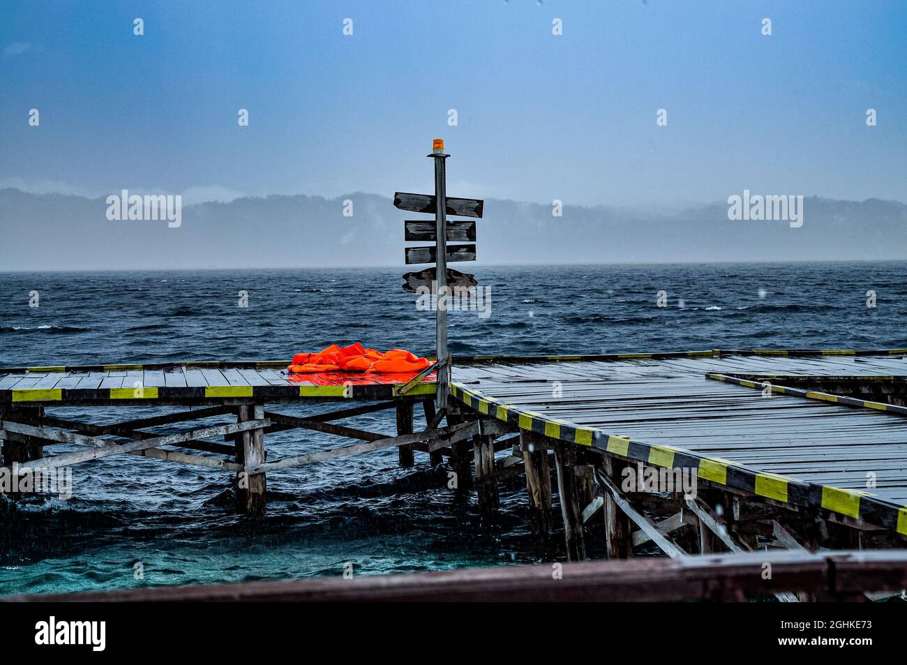 A sign on a jetty Stock Photo - Alamy