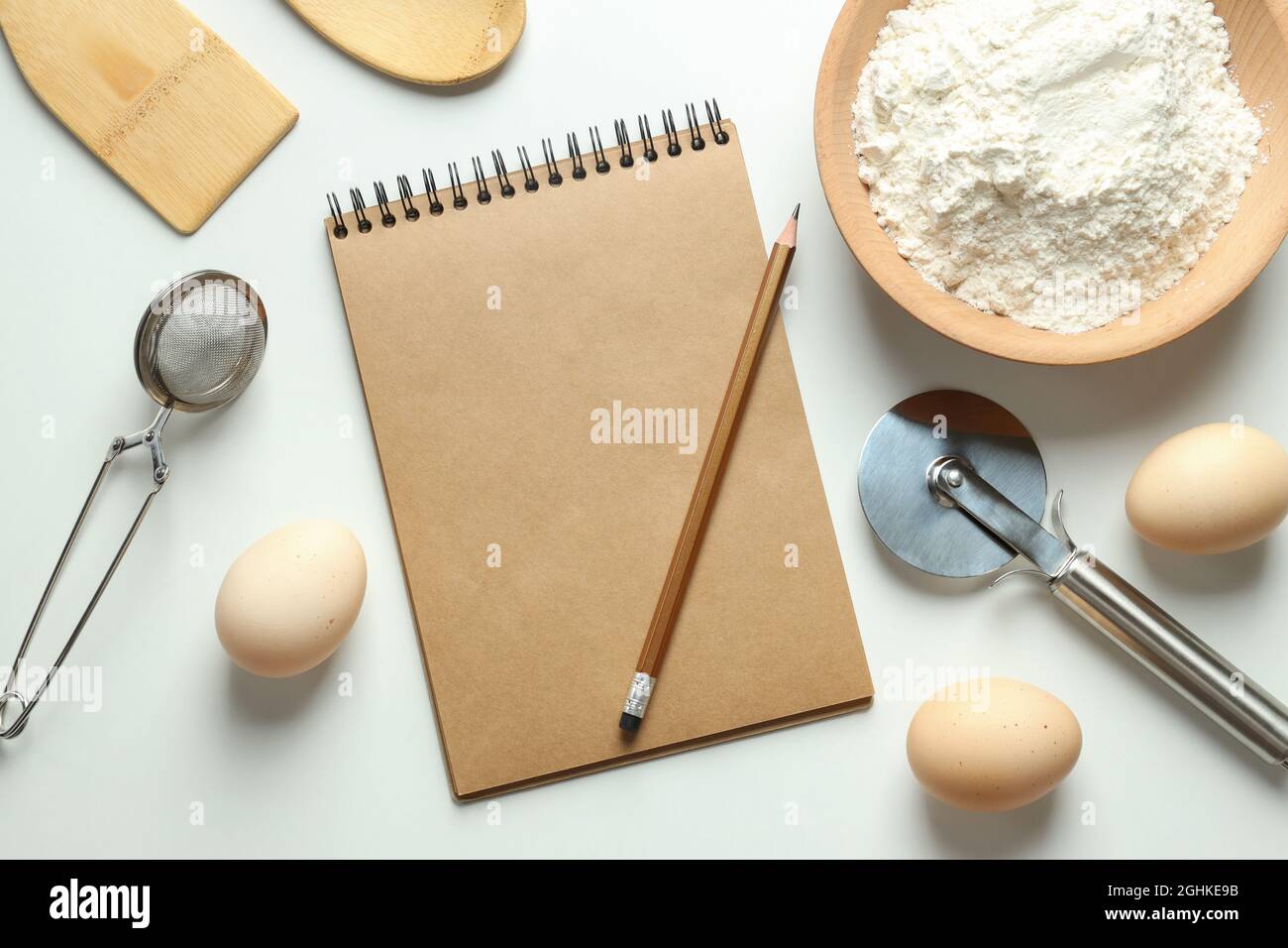 Concept of recipe on white background, space for text Stock Photo - Alamy