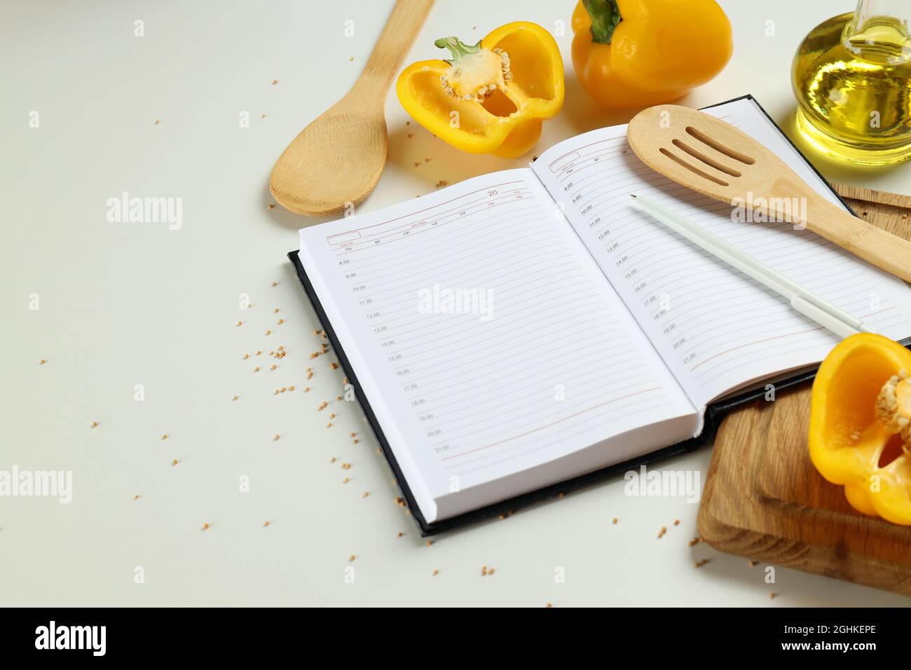 Concept of recipe on white background, space for text Stock Photo - Alamy