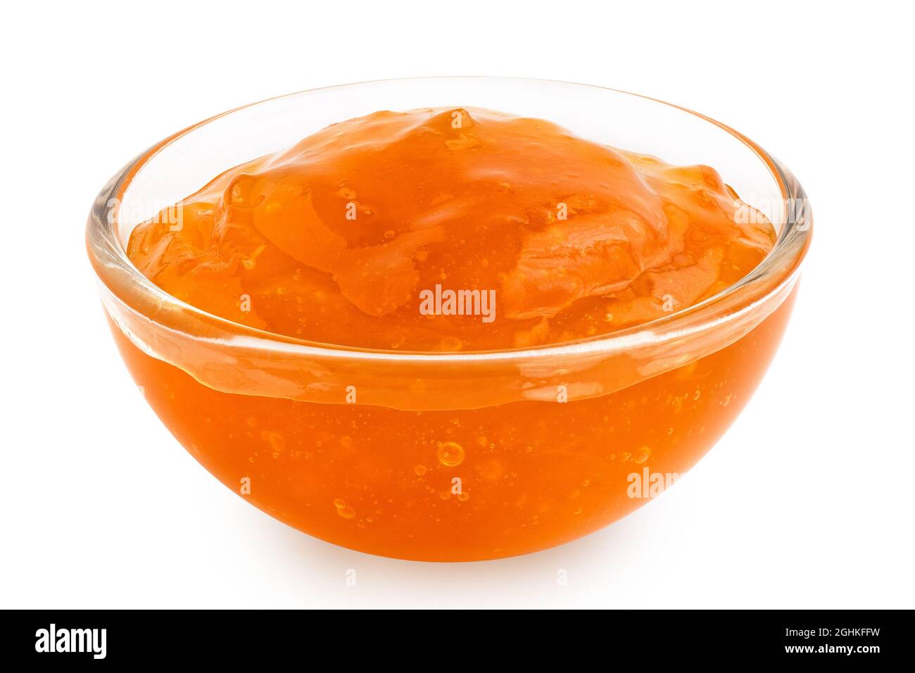 Apricot jam in a glass bowl isolated on white Stock Photo - Alamy