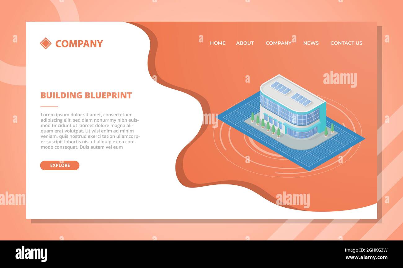 building blueprint concept for website template or landing homepage ...