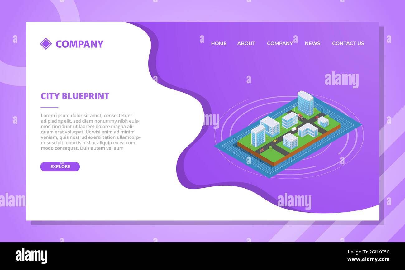 city blueprint concept for website template or landing homepage with ...