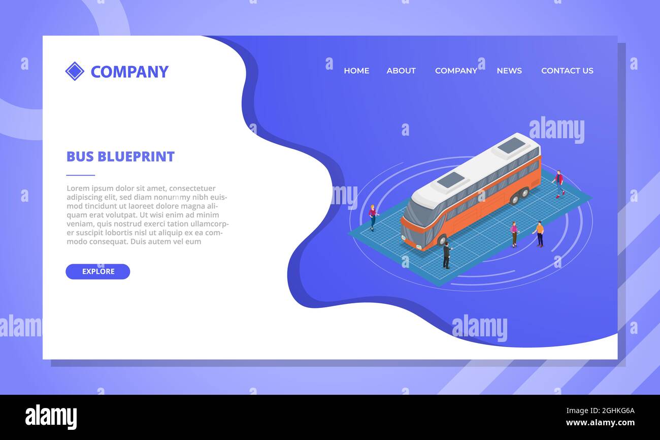 bus blueprint concept for website template or landing homepage with ...