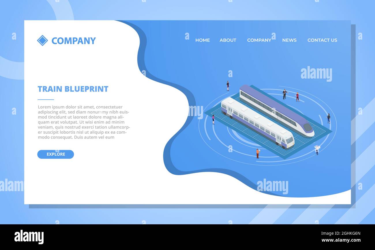train blueprint concept for website template or landing homepage with ...