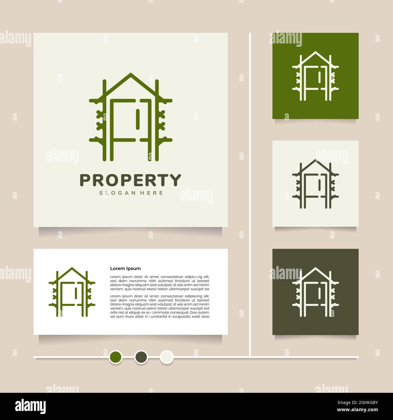 Creative concept vector green house line logo design for real estate ...